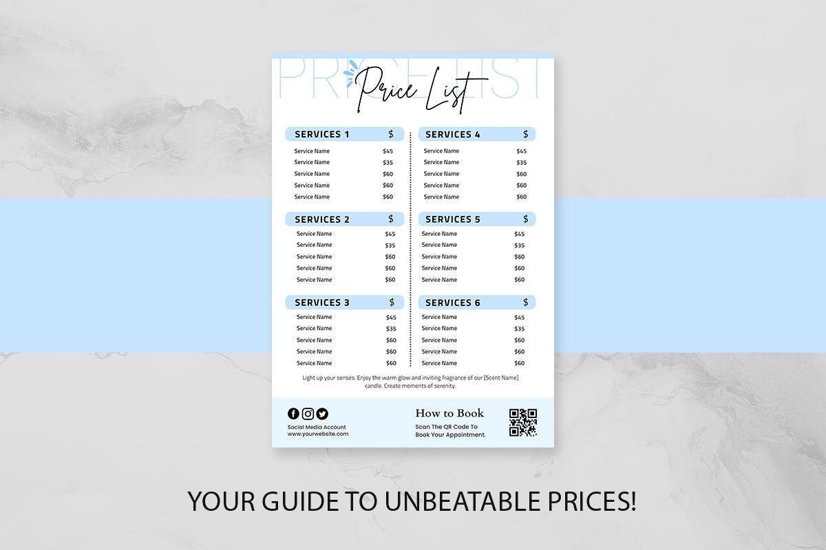 Editable Beauty Salon Price List Template, Printable Canva Design - Etsy