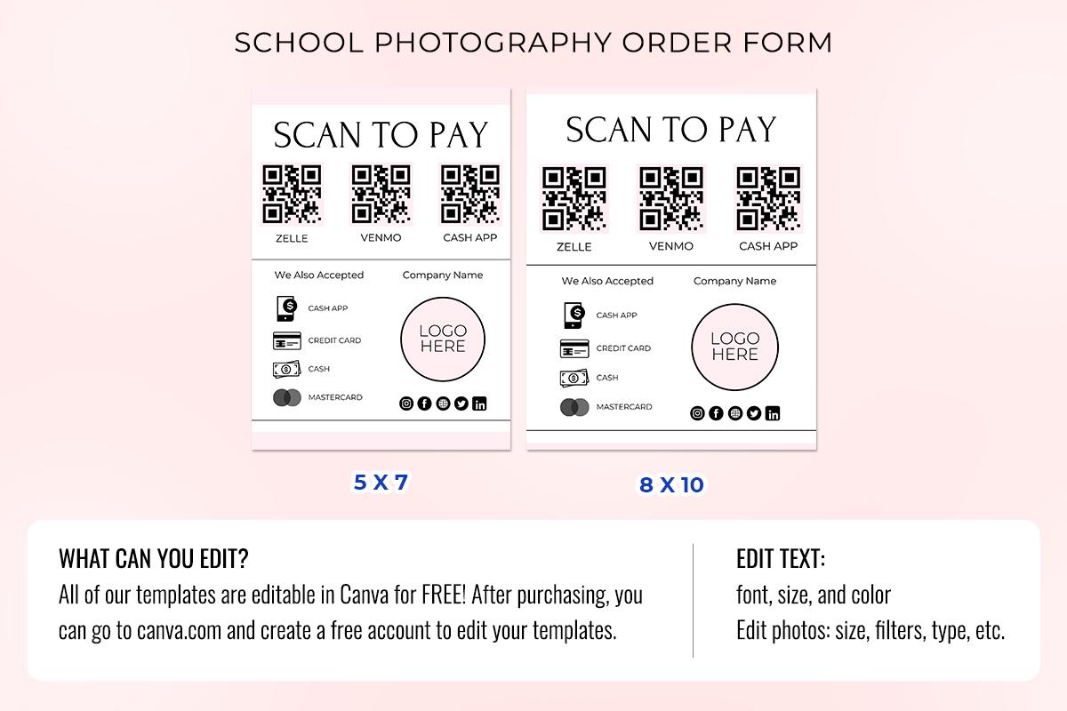 School Photography Order Form Canva Template, Photo Invoice Printable ...
