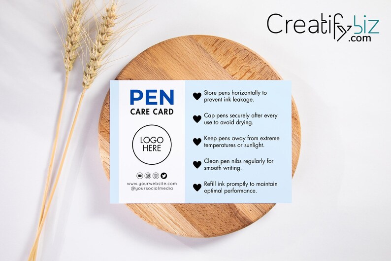 Epoxy Pen Care Card Template, Printable Instructions (canva Editable ...