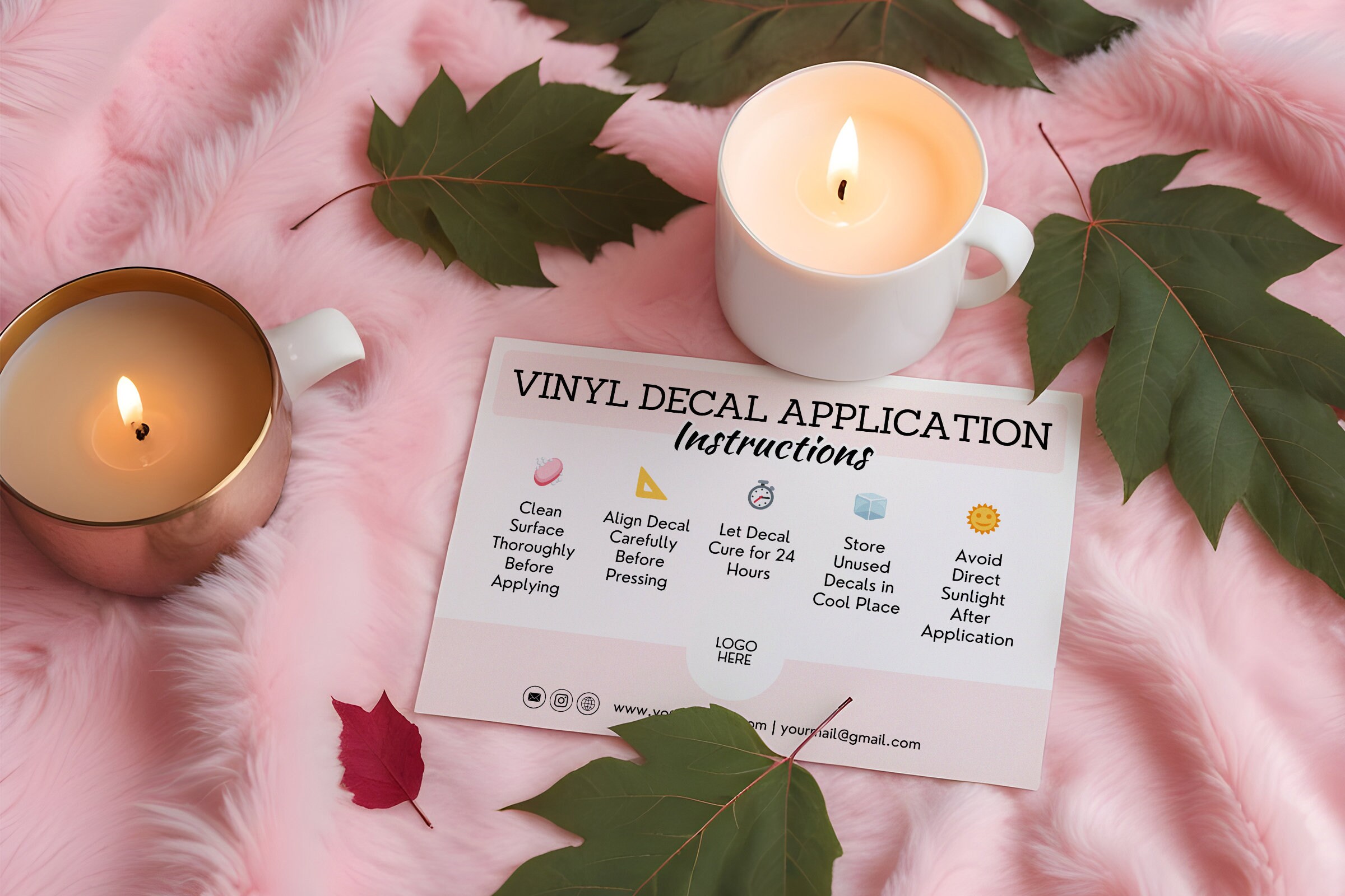 Vinyl Decal Application Card, Printable Vinyl Decal Care Card ...