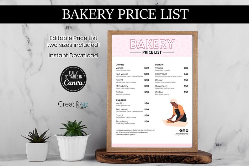 Bakery Price List, Price List Template Bakery, Bakery Menu Template ...
