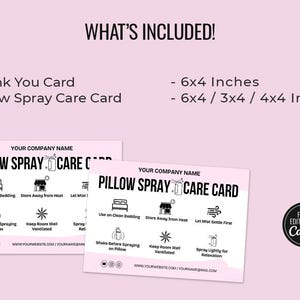 Pillow Spray Care Card Template Canva Editable for Small Business 6×4 ...