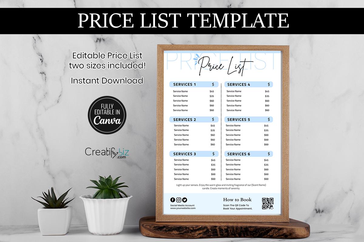 Editable Beauty Salon Price List Template, Printable Canva Design - Etsy