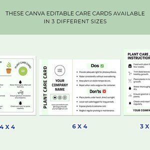 Printable Plant Care Card Template, Editable Instructions Guide ...
