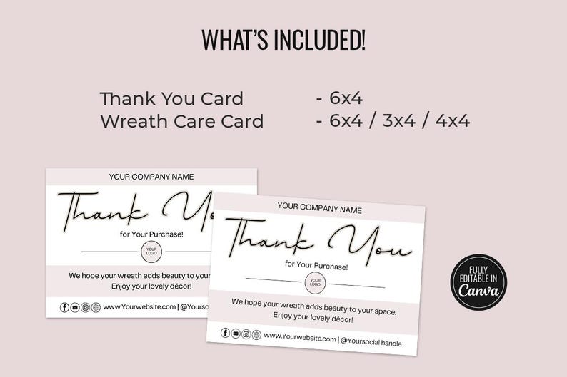 Personalized Wreath Care Card Template, Canva Editable Instructions ...
