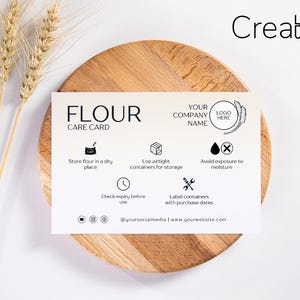 Flour Care Card Template, Editable Canva Templates, Printable Baking ...