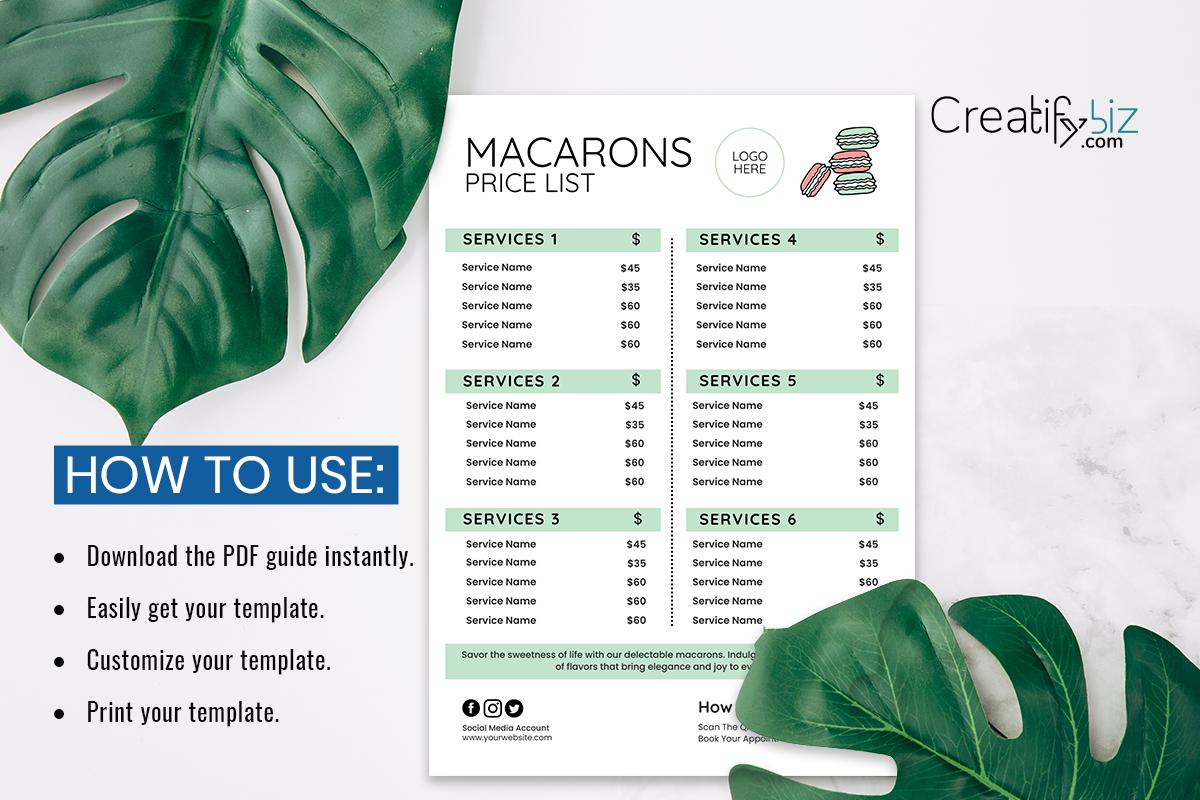 Macarons Price List Template, Minimalist Design (editable Canva) - Etsy