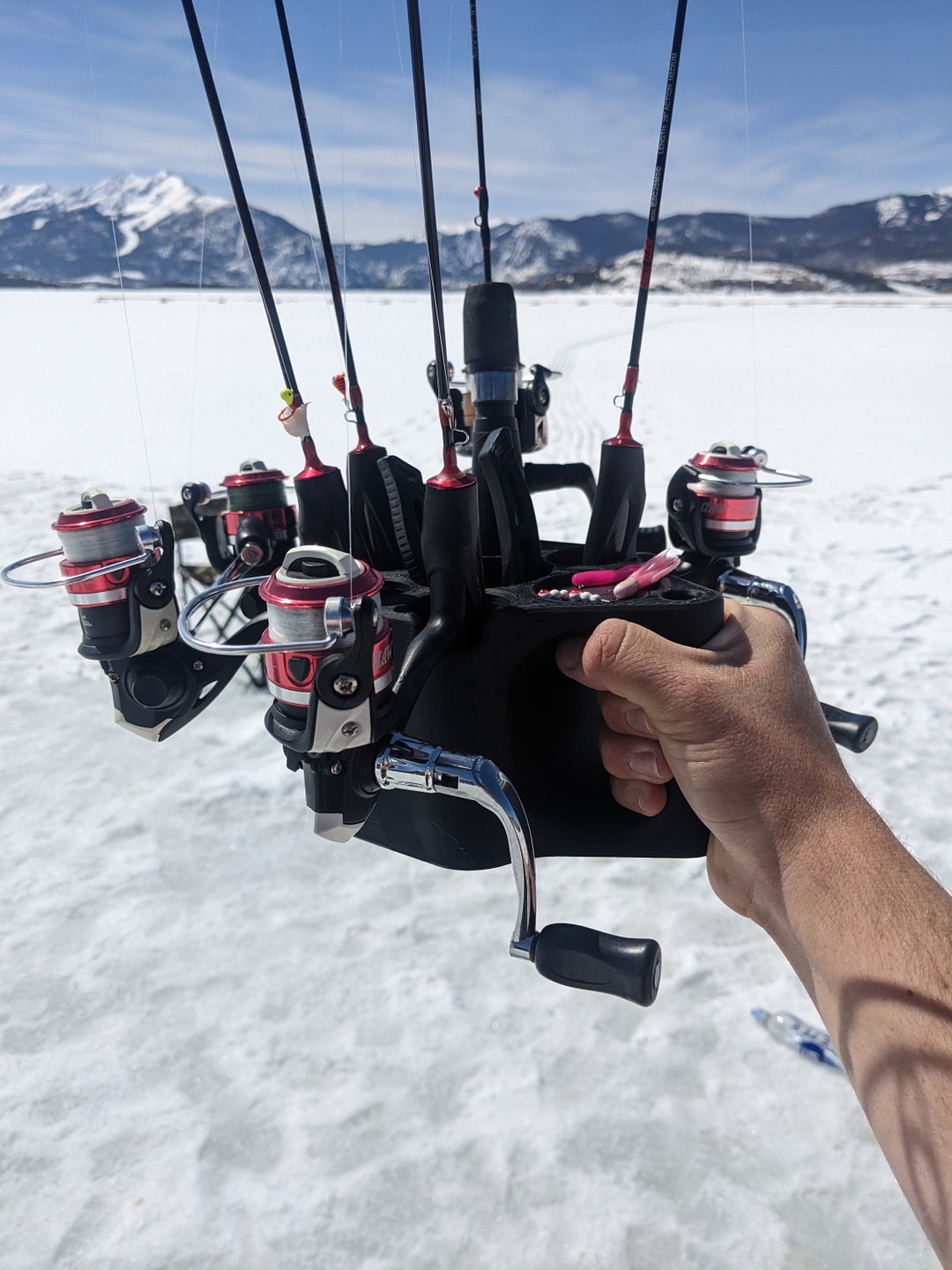 Ice Fishing Rod Holder W/ Magnetic Bait & Tool Storage – Sled Mount ...