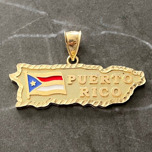 Solid Gold Puerto Rico Pendant - Etsy