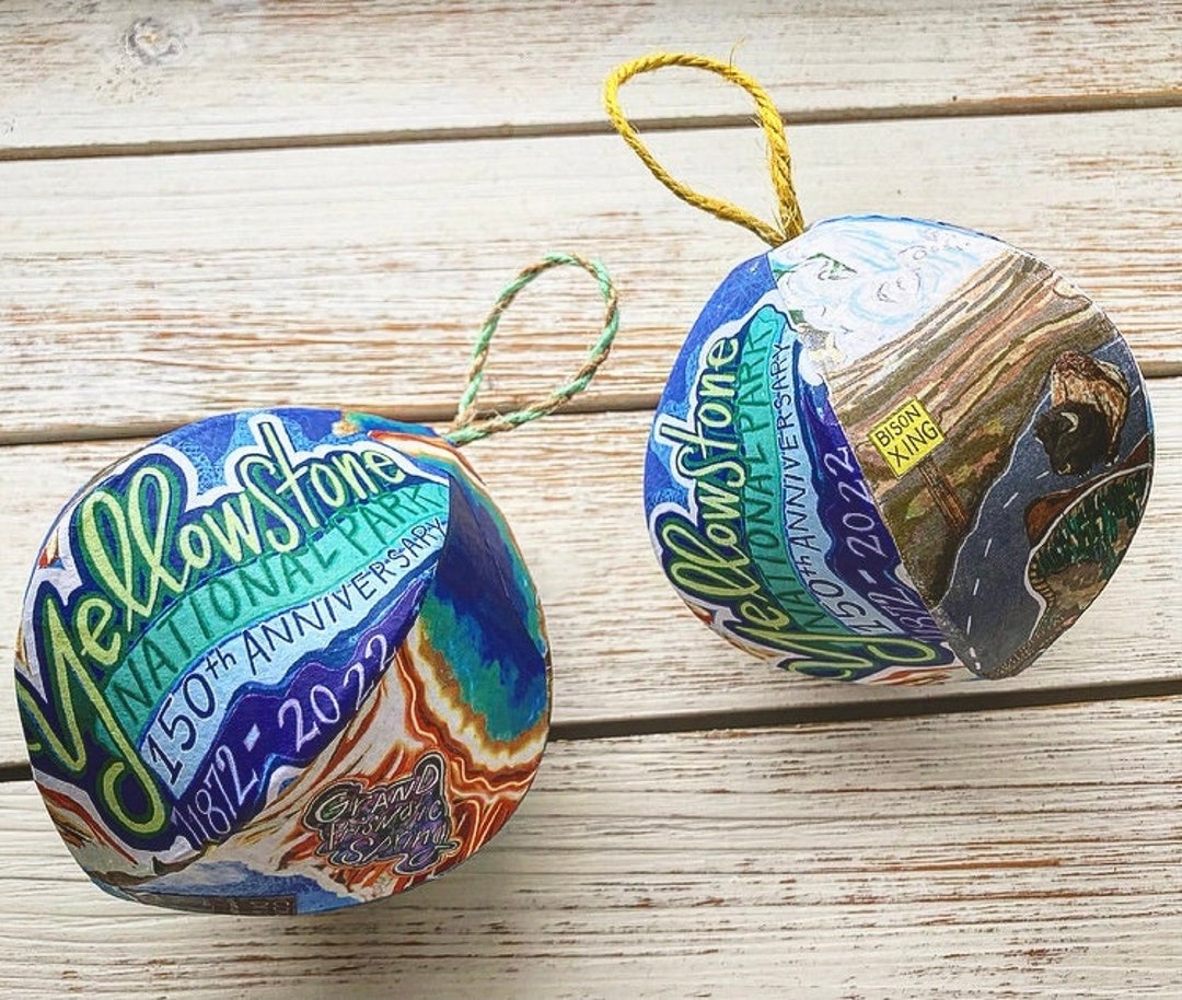 Hand-drawn Yellowstone National Park Handmade Mini-globe - Etsy