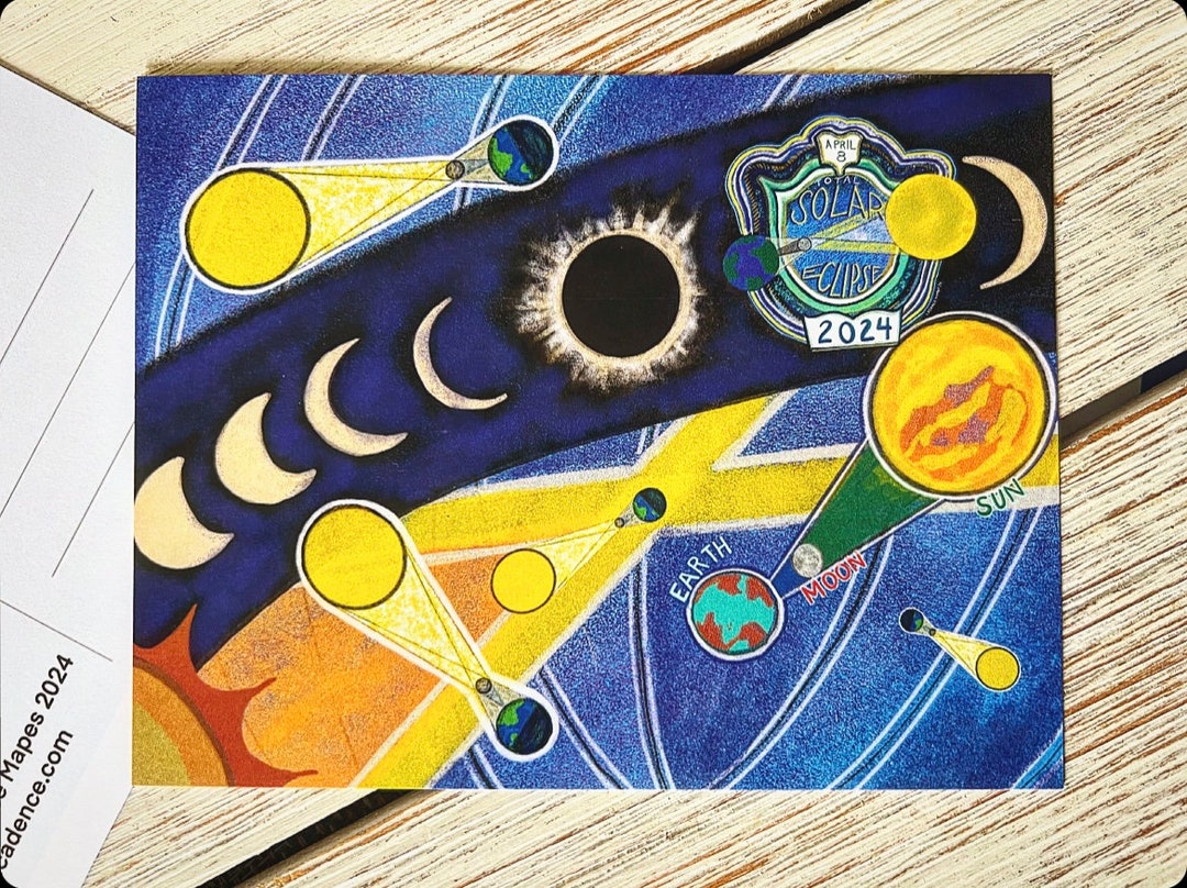 Total Solar Eclipse 2024 Hand-drawn Postcard - Etsy
