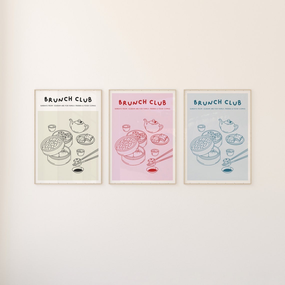 Dim Sum Print 3 Colors Aesthetic, Trendy, Minimal, Neutral, Asian Food ...