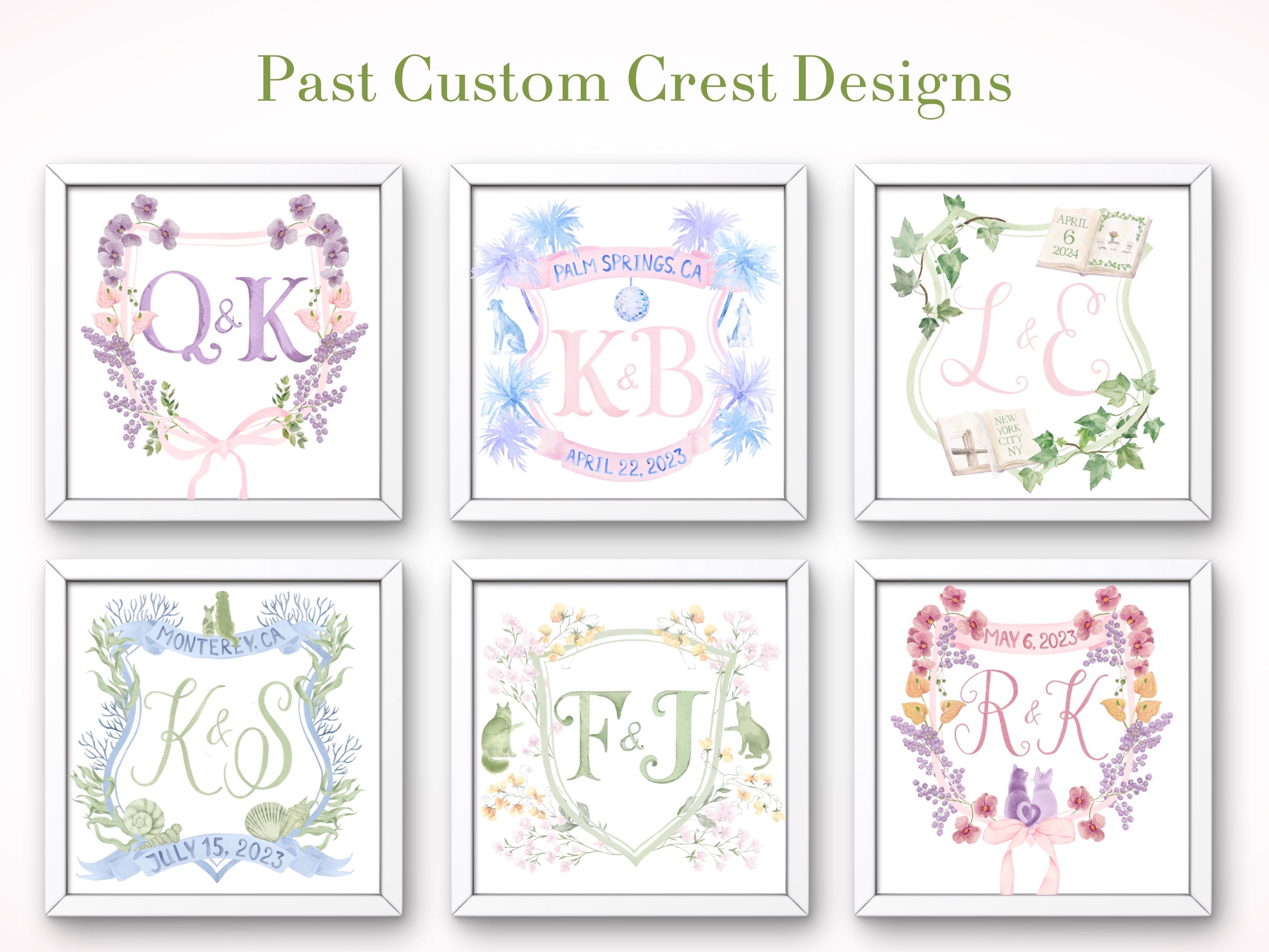 Custom Wedding Crest| Watercolor Crest| Wedding Design| Monogram ...