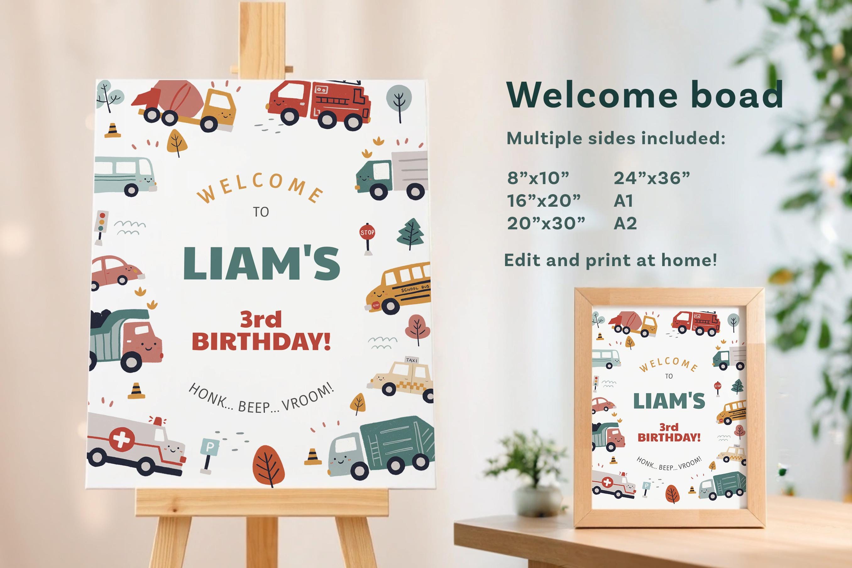 Transportation Theme Party Deco Bundle, Editable Transport Invitation ...