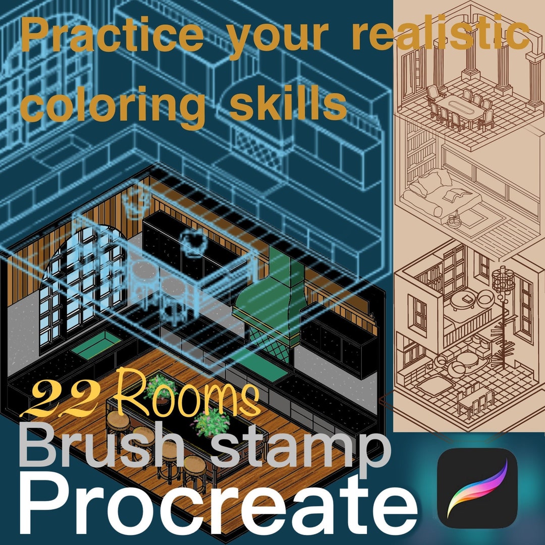 22rooms Brush Stamp Procreate,isometric Rooms Brush Stamp,beautiful ...