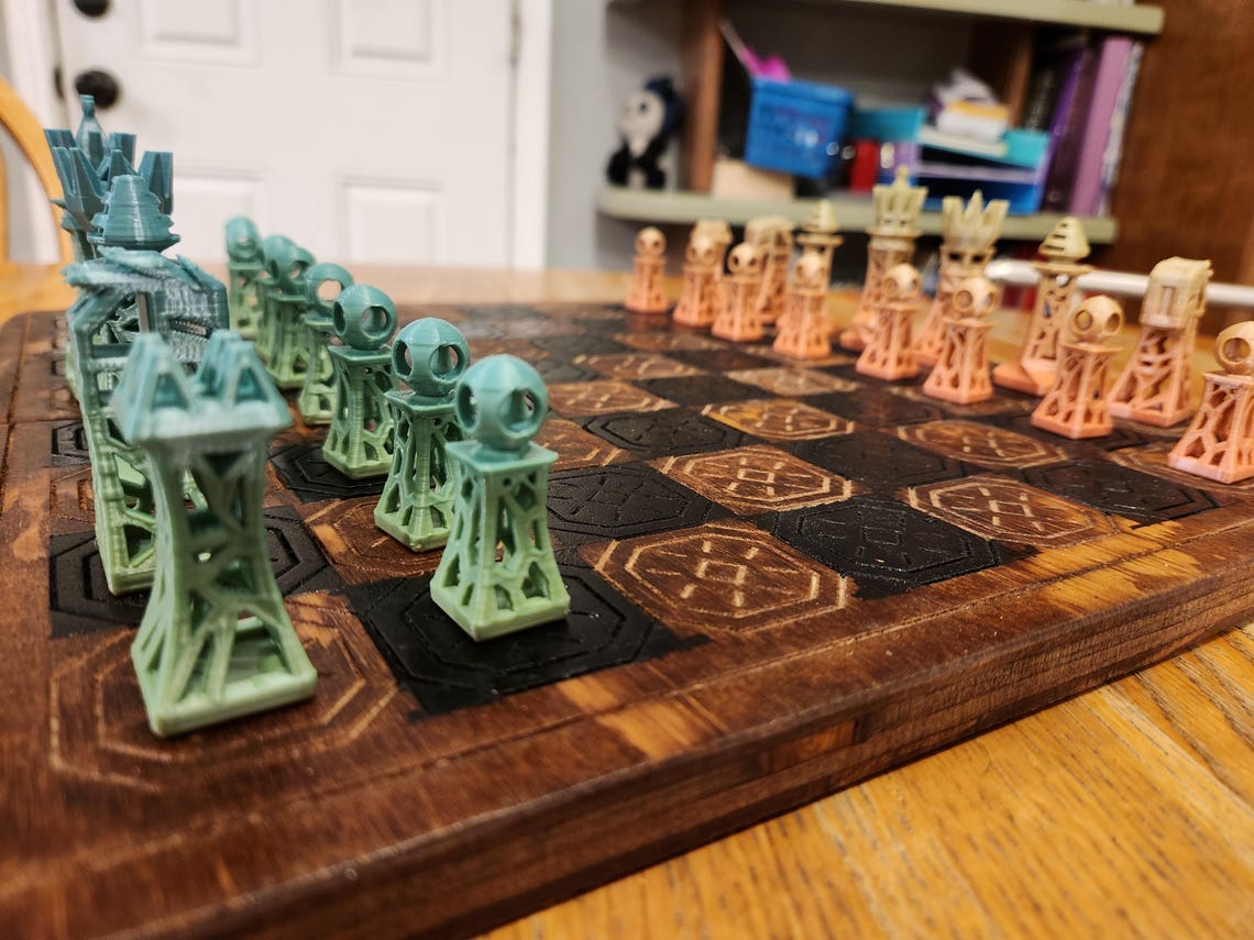 Minimalist Unique Chess Set With Chess Board Chess Pieces Chess Gift ...