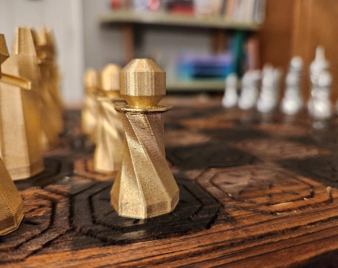 Minimalist Geometric Chess Set: 3D Printed PLA Plastic, Custom Colors ...
