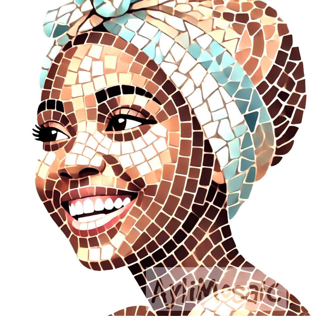 Modèle - Motif De Mosaïque VISAGE | Gabarit Imprimable | Patron PDF à ...