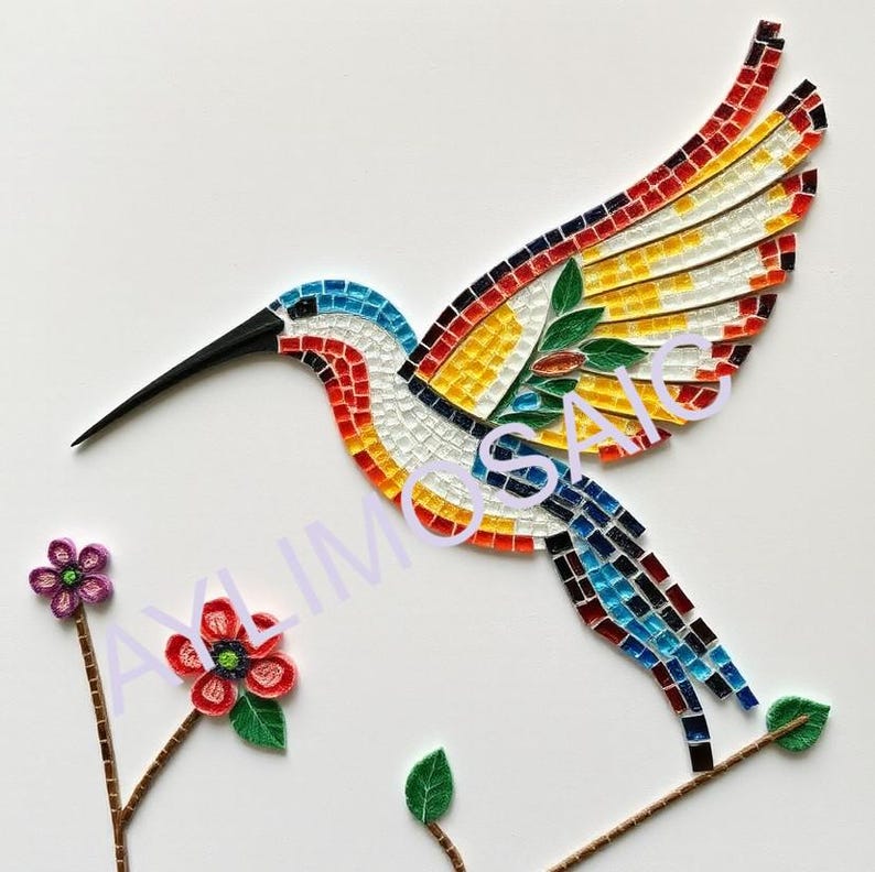 9 Beautiful Designs HUMMINGBIRD Mosaic Patterns Printable Templates PDF ...