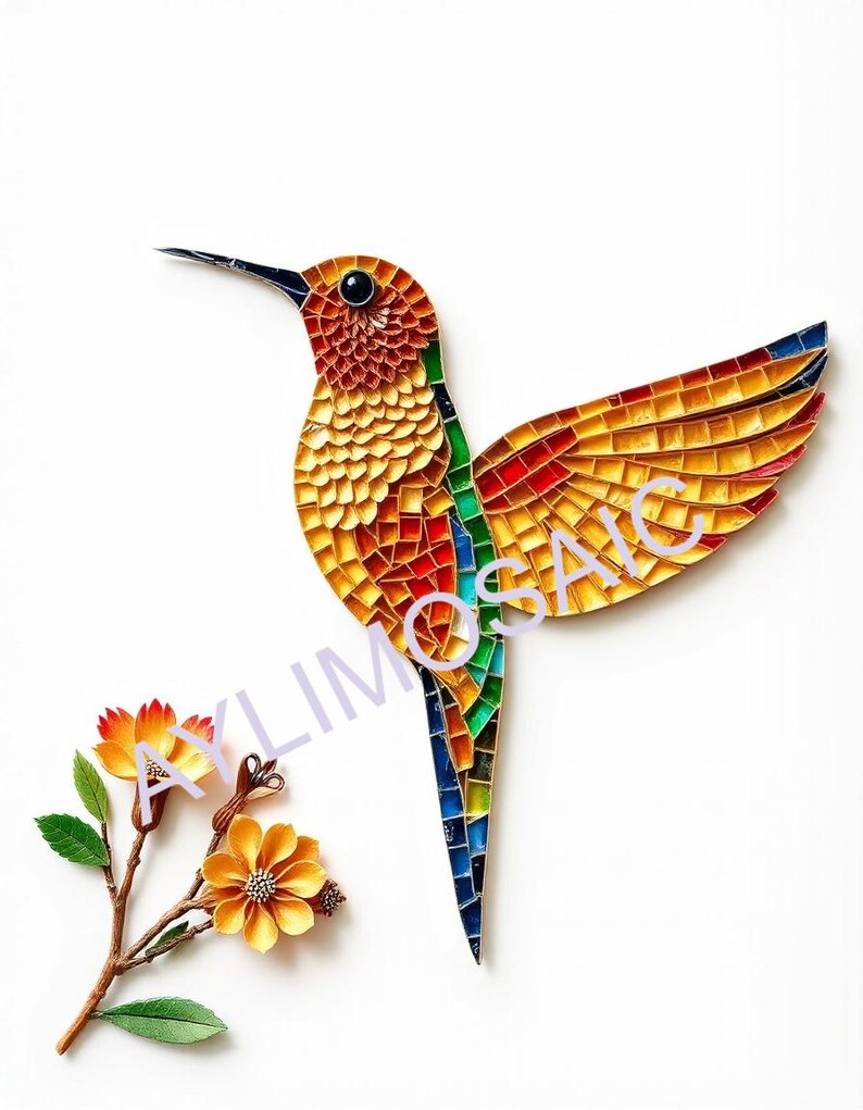 9 Beautiful Designs - HUMMINGBIRD Mosaic Patterns | Printable Templates ...