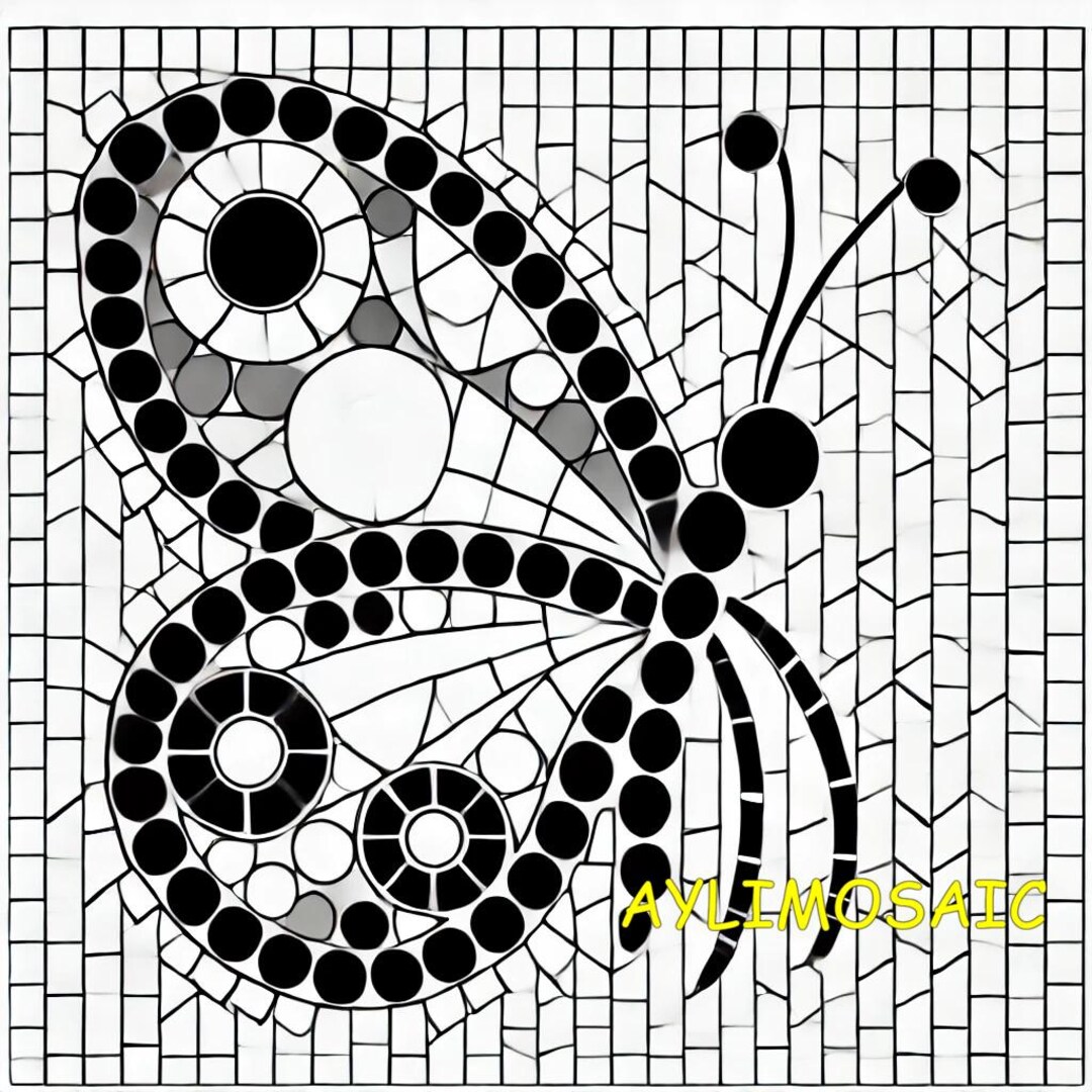 Template - Butterfly Mosaic Pattern | Printable Template | PDF Pattern ...