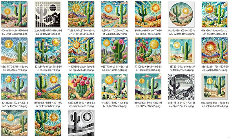 Pack of 24 Models - Cactus Mosaic Patterns | Printable Templates | PDF ...