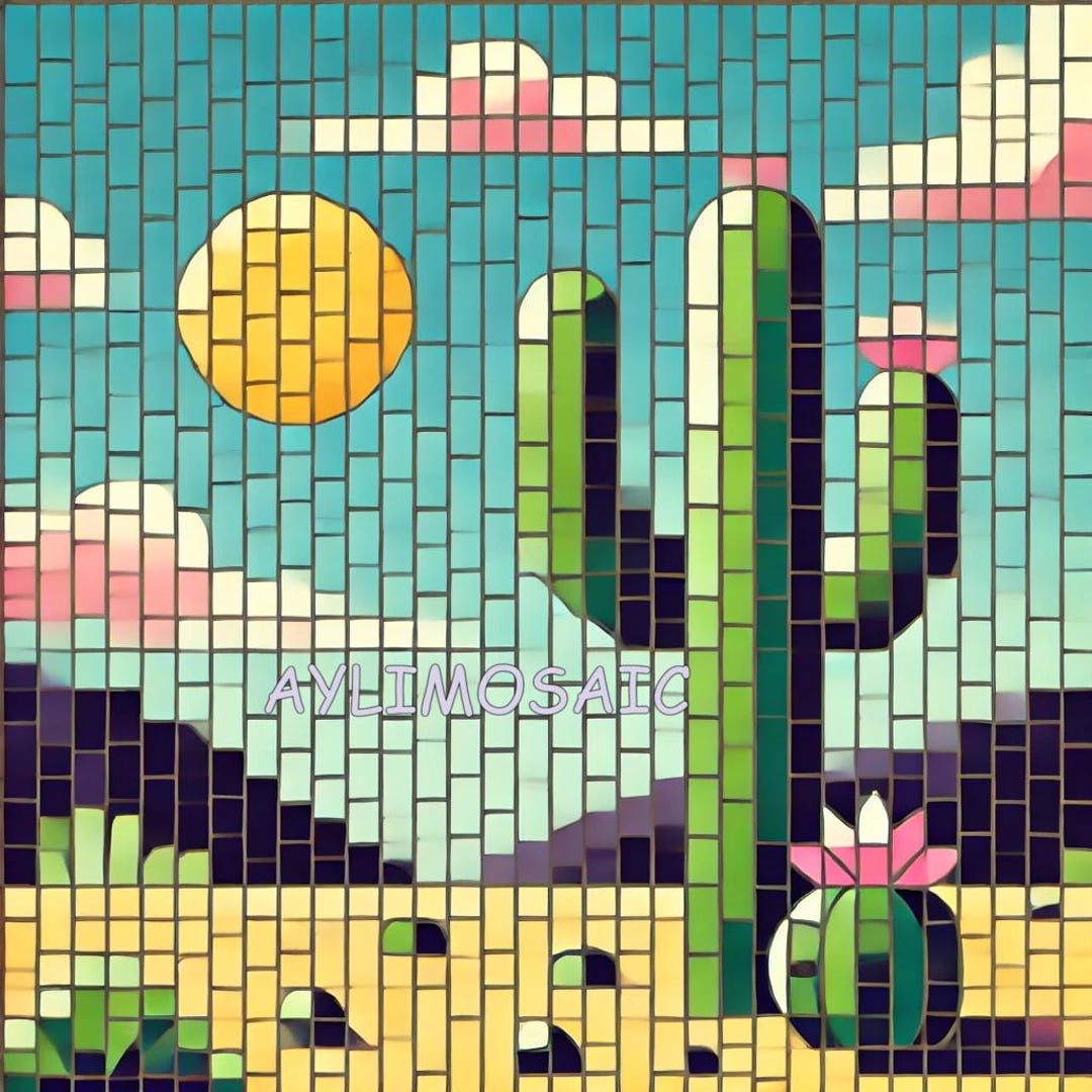 Template - CACTUS Mosaic Pattern | Printable Template | PDF Template to ...
