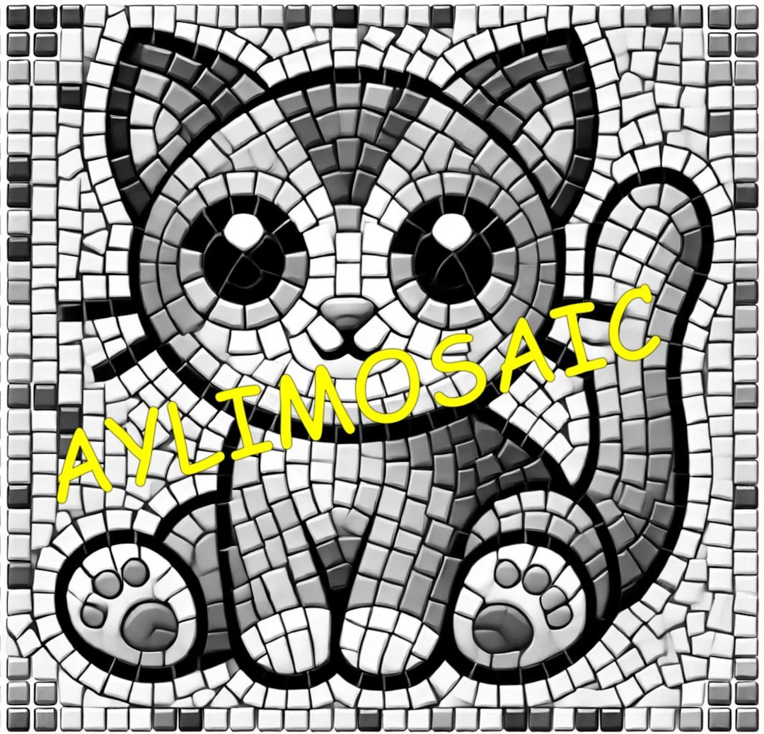 Template Cute Kitten Mosaic Pattern Printable Template Tracing PNG ...