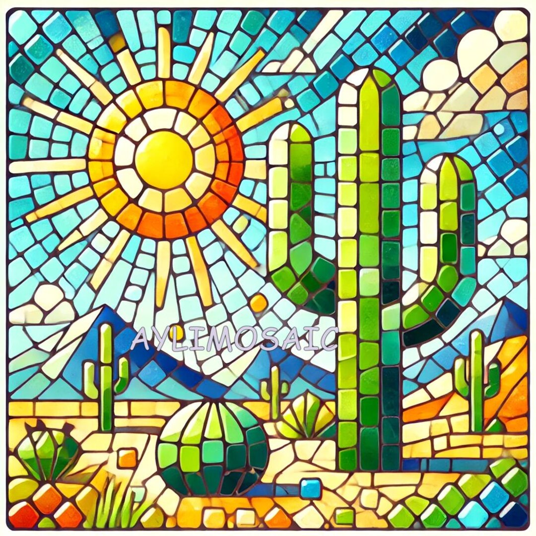 Template - CACTUS Mosaic Pattern | Printable Template | PDF Template to ...