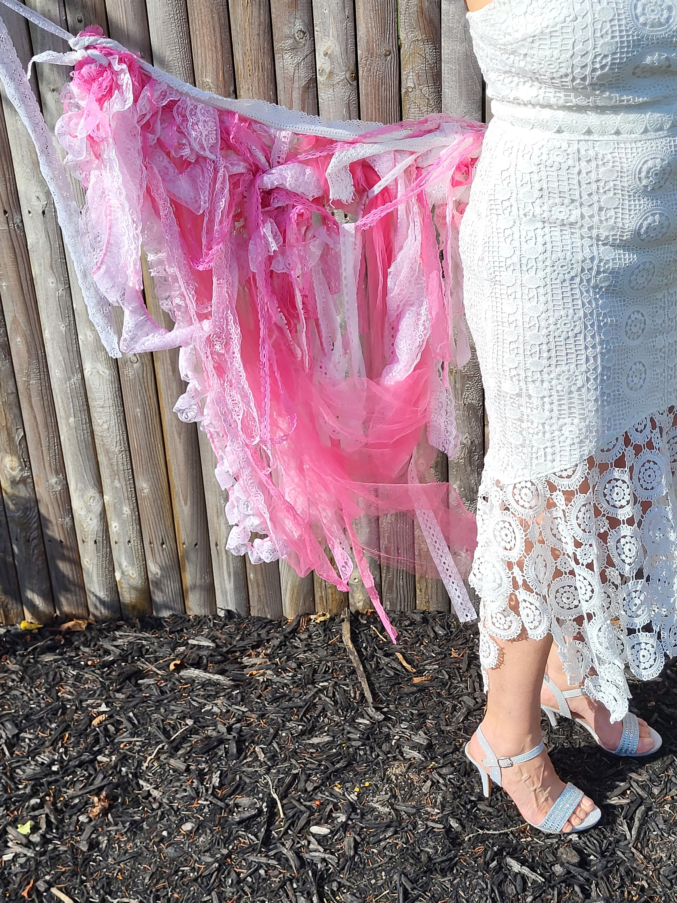 Knotted Hot Pink and White Barbie Lace Bustle - Etsy