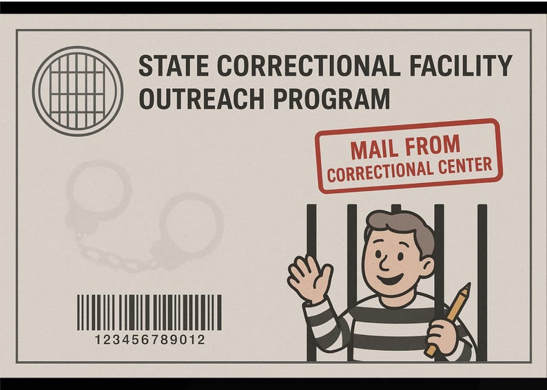 Funny Inmate Pen-pal Program Confirmation Prank Postcard – Anonymous ...