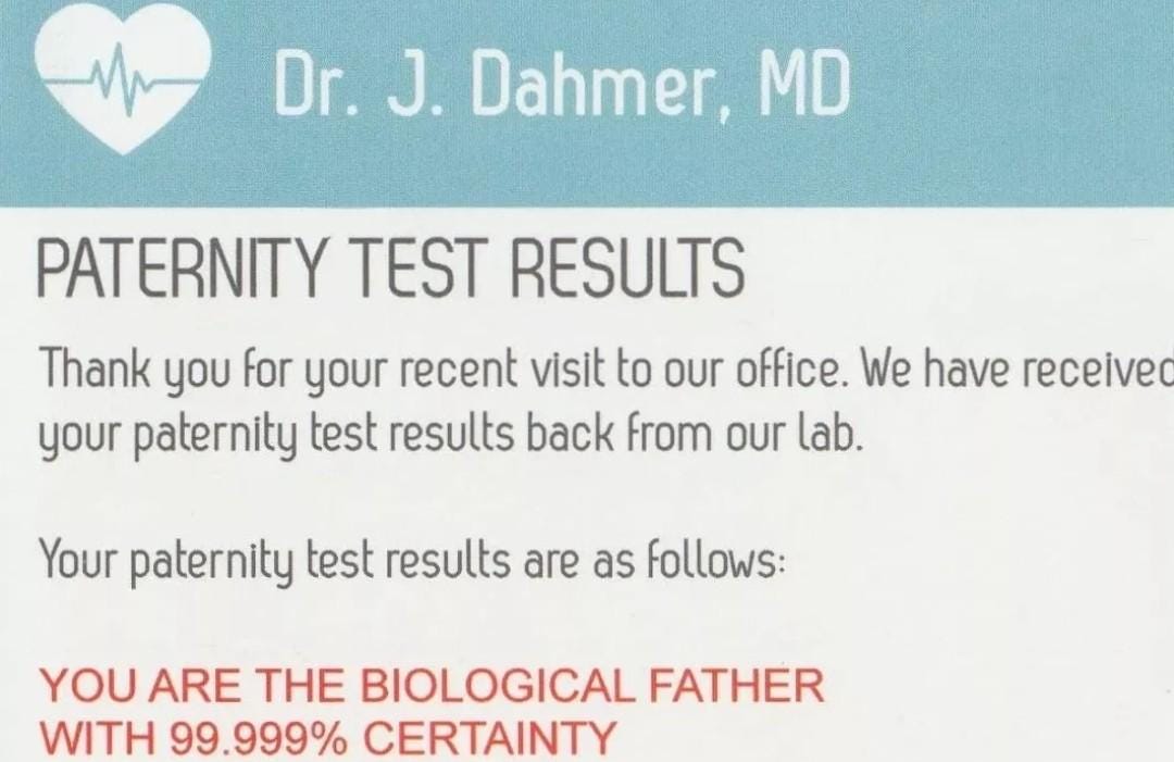 Paternity Test Results Prank Postcard - Sent Anonymously to Your Victim ...
