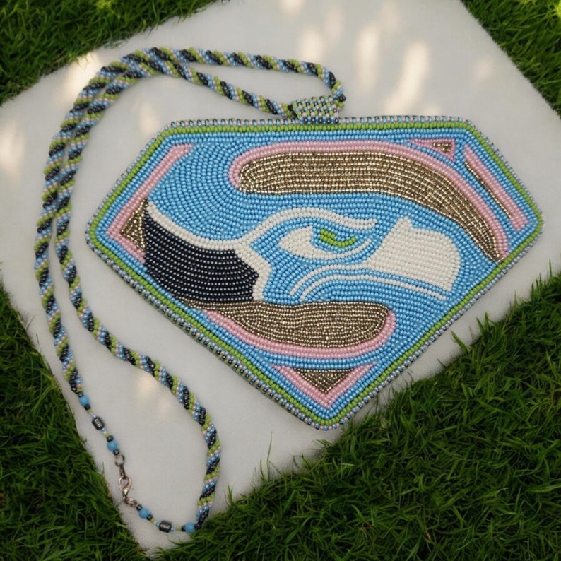 Native American Inspired Seahawk Pendant Necklace, Beaded Jewelry ...