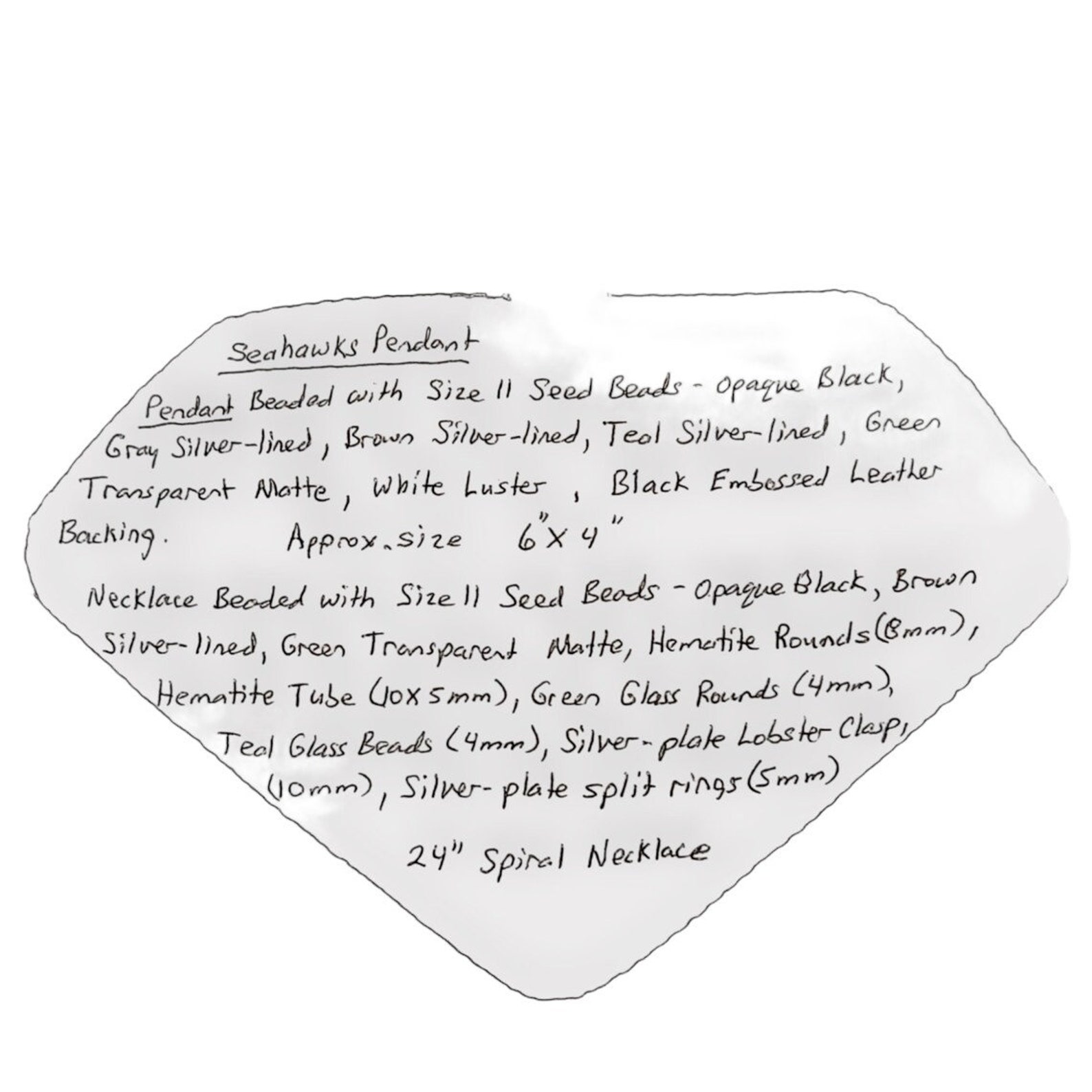 Native American Inspired Seahawks Pendant Necklace, Beaded Jewelry ...