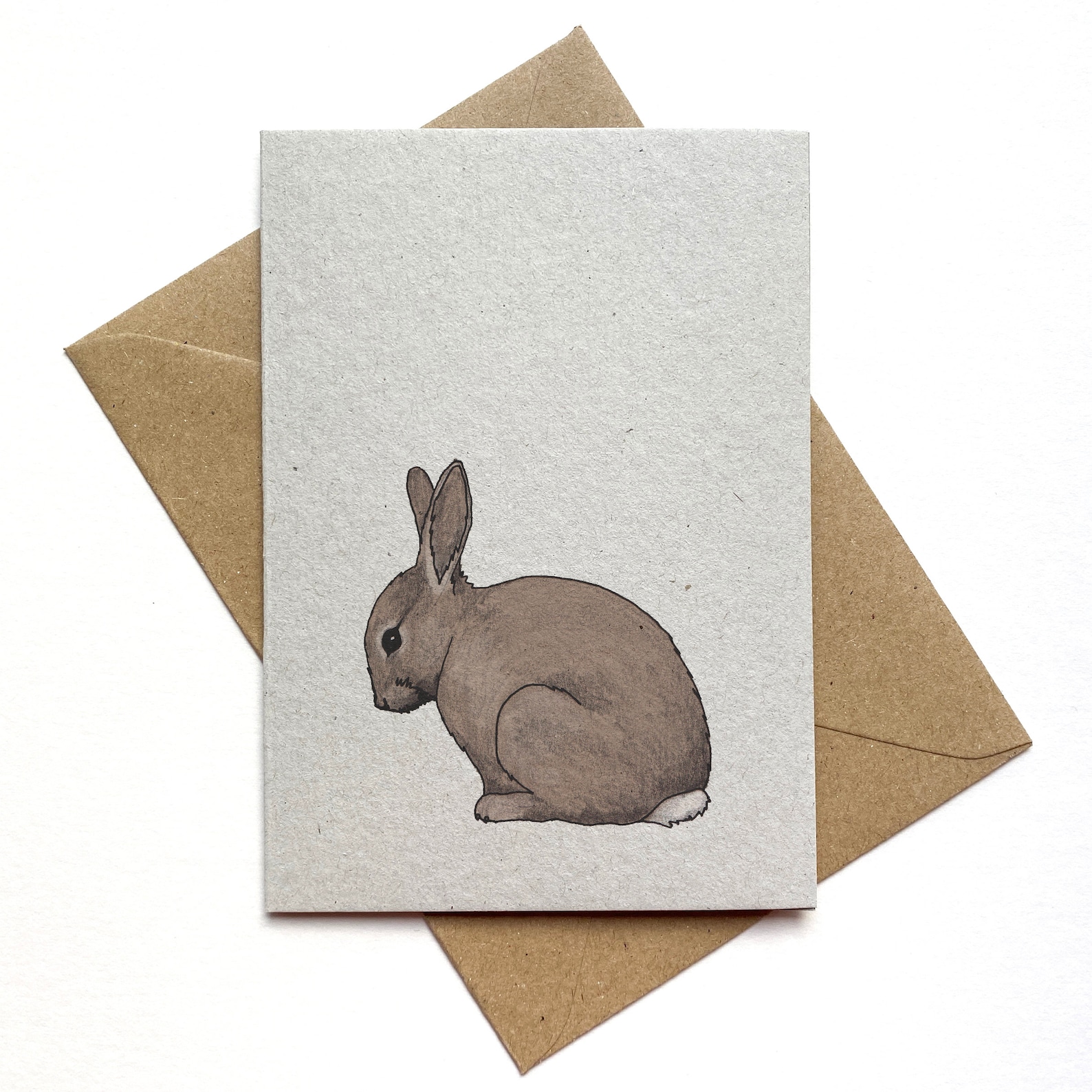 Rabbit card animal illustration bunny print recycled eco | Etsy
