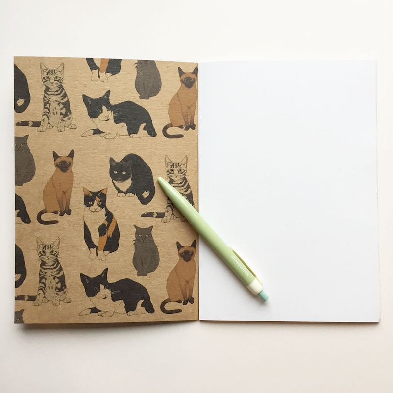 Cat Illustrated Plain Notebook A5 Cat Stationerygift - Etsy