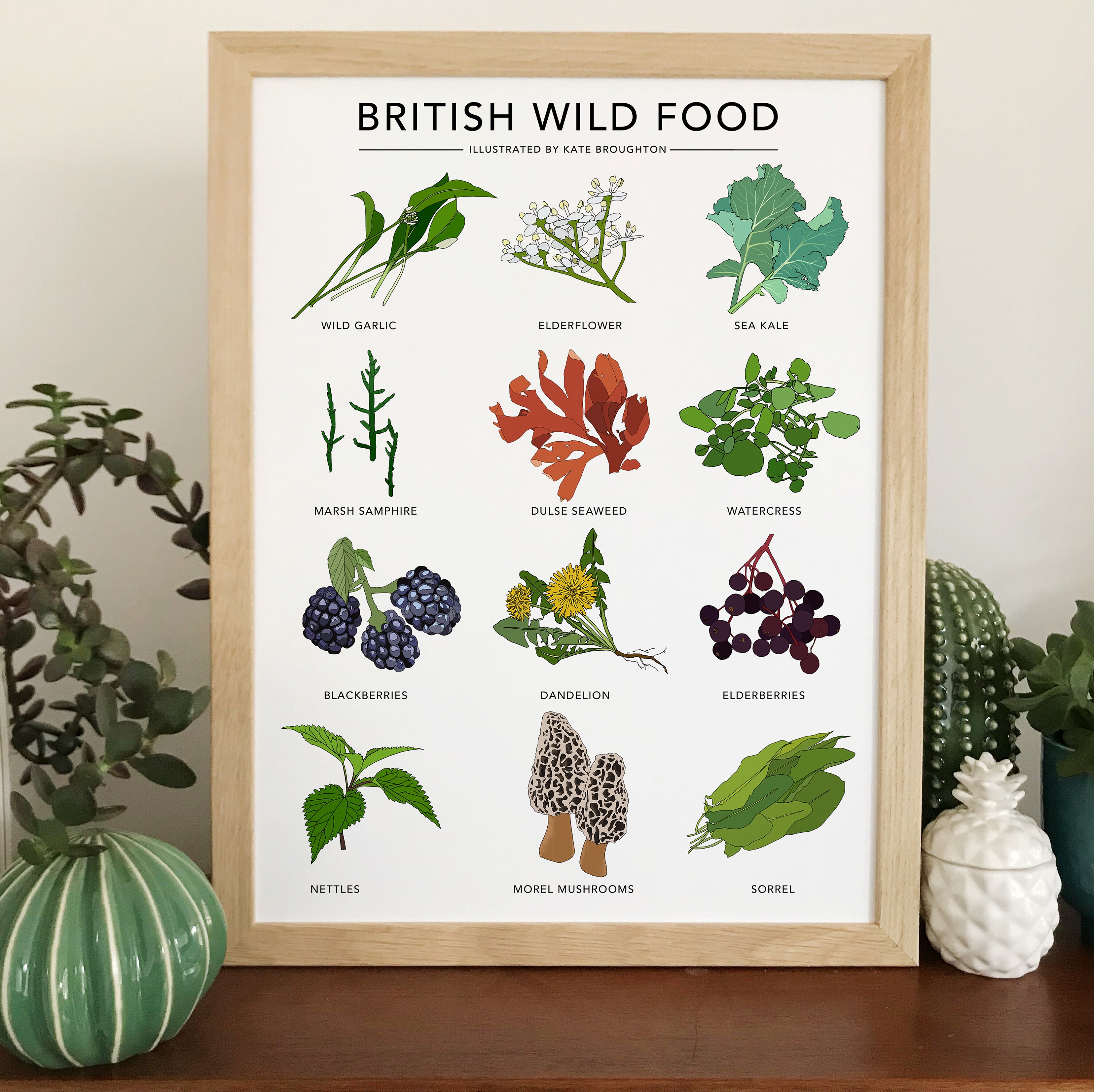 British Wild Food print wild food illustrated poster wall | Etsy
