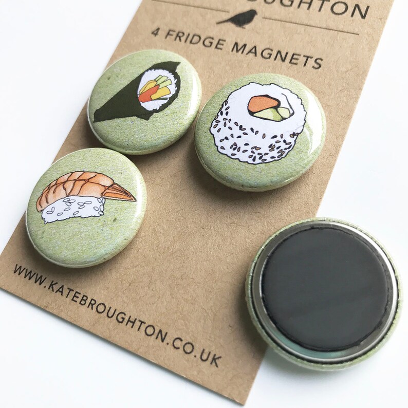 Sushi Fridge Magnets set of Four Temaki Uramaki Prawn | Etsy