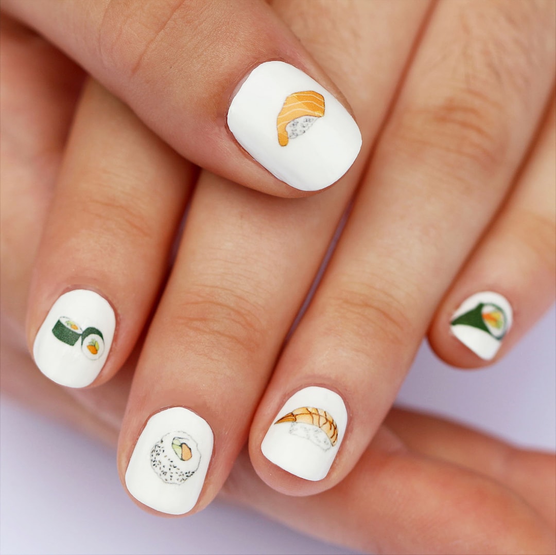 Sushi Nail Transfers Illustrated Nail Art Stickers Sushi Nail Decals ...