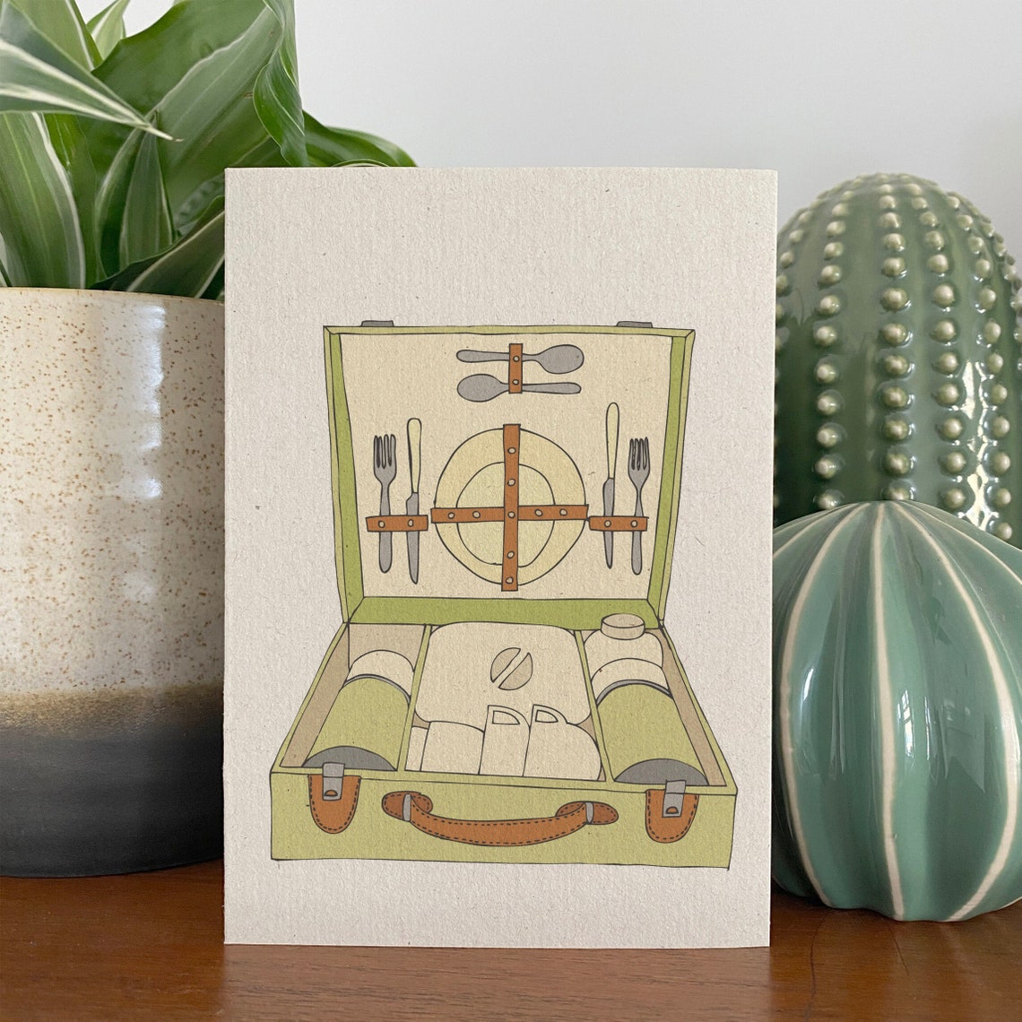 Picnic Set Card Vintage Picnic Set Retro Picnic Card - Etsy