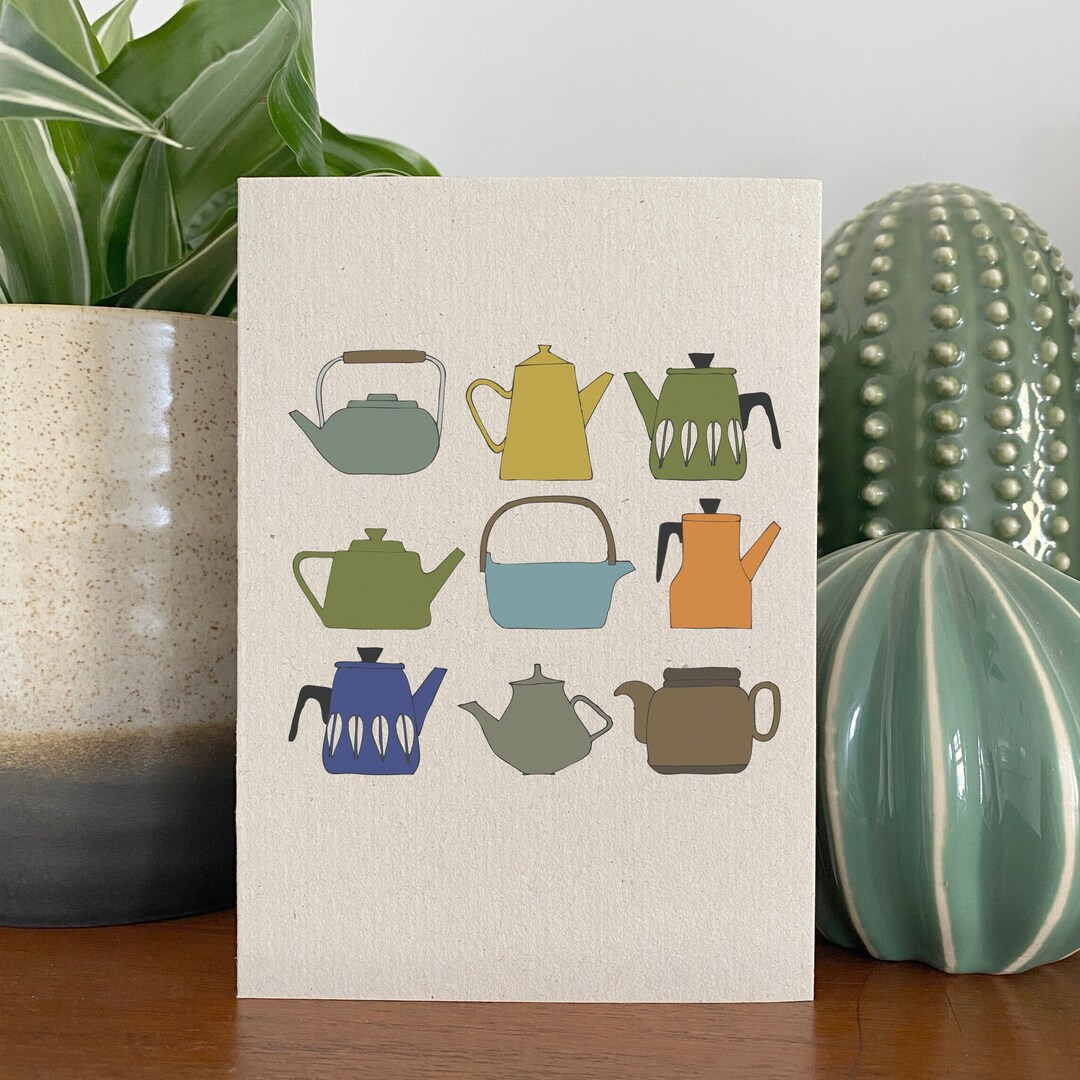 Teapot Retro Collection Card - Etsy