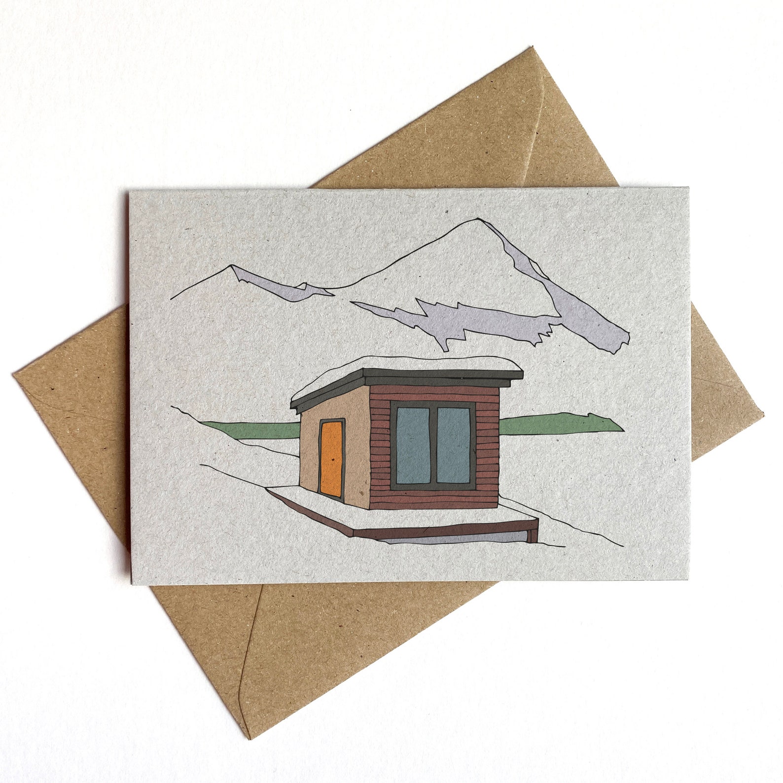 Set of Four Winter Lodge Cards Log Cabin Cards Log Cabin - Etsy