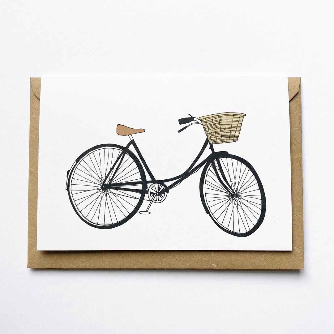 Vintage Bicycle Card - Bike Print Card - Card for Cyclist - Retro Bike ...