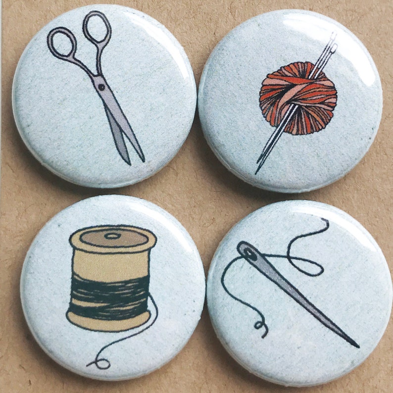 Craft Illustrated Badges Set of Four - Etsy