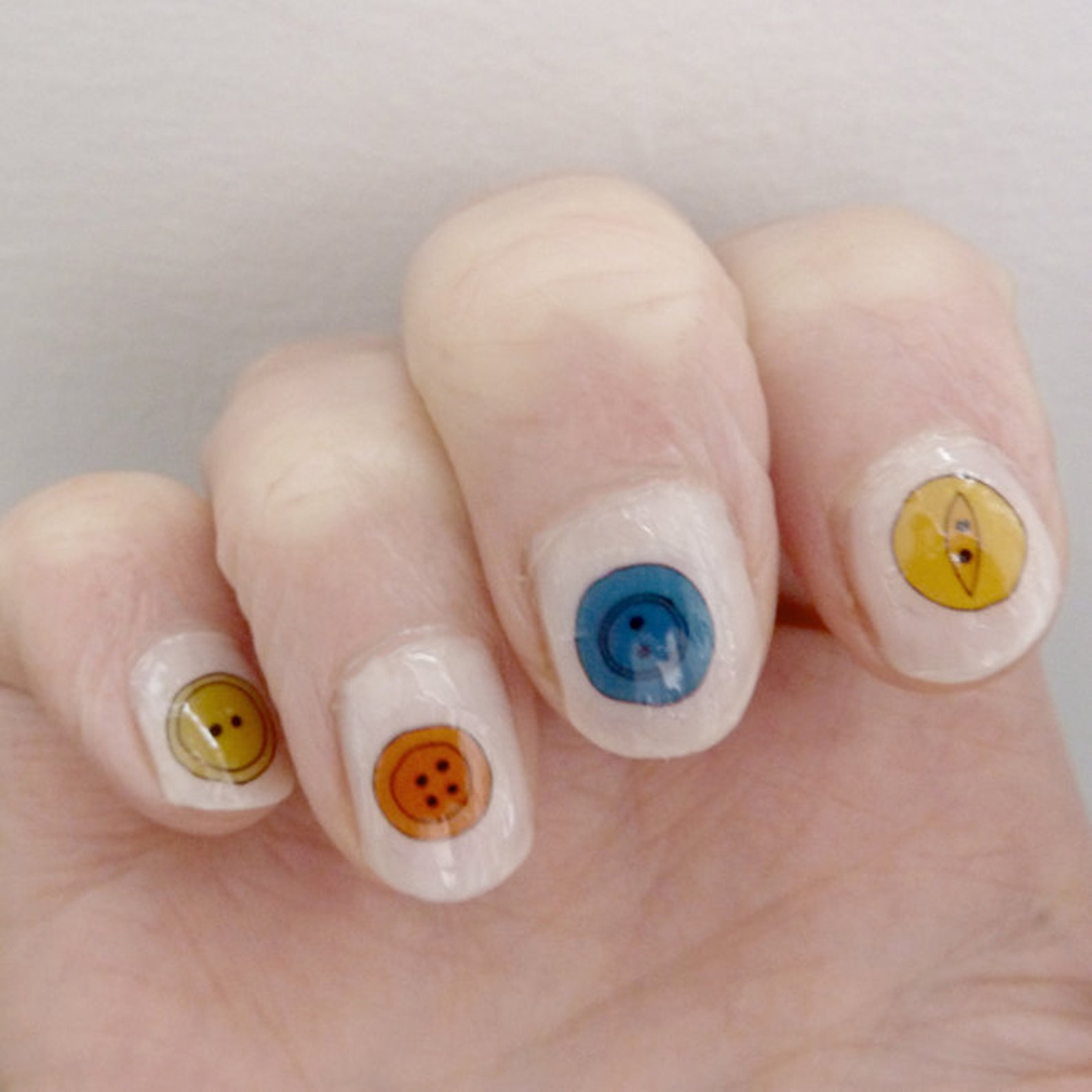 Button nail transfers illustrated craft nail art decals | Etsy