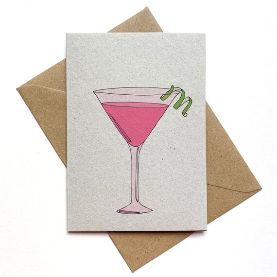 Cosmopolitan Cocktail Recipe Card Cosmopolitan Card | Etsy