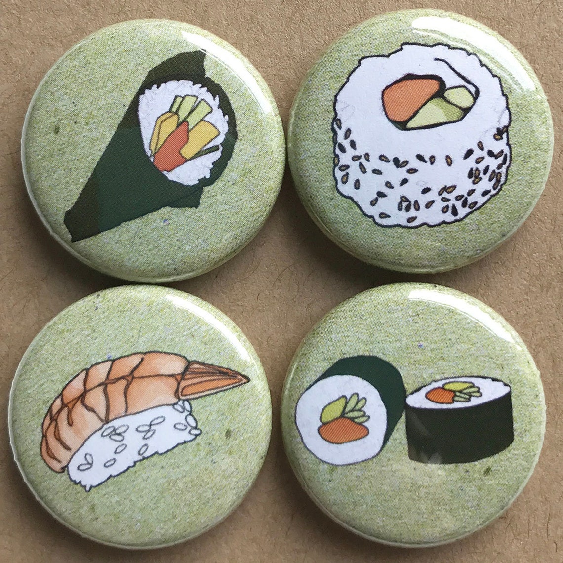 Sushi Fridge Magnets set of Four Temaki Uramaki Prawn - Etsy