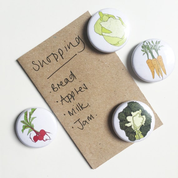 Vegetable fridge magnets set of four | Etsy