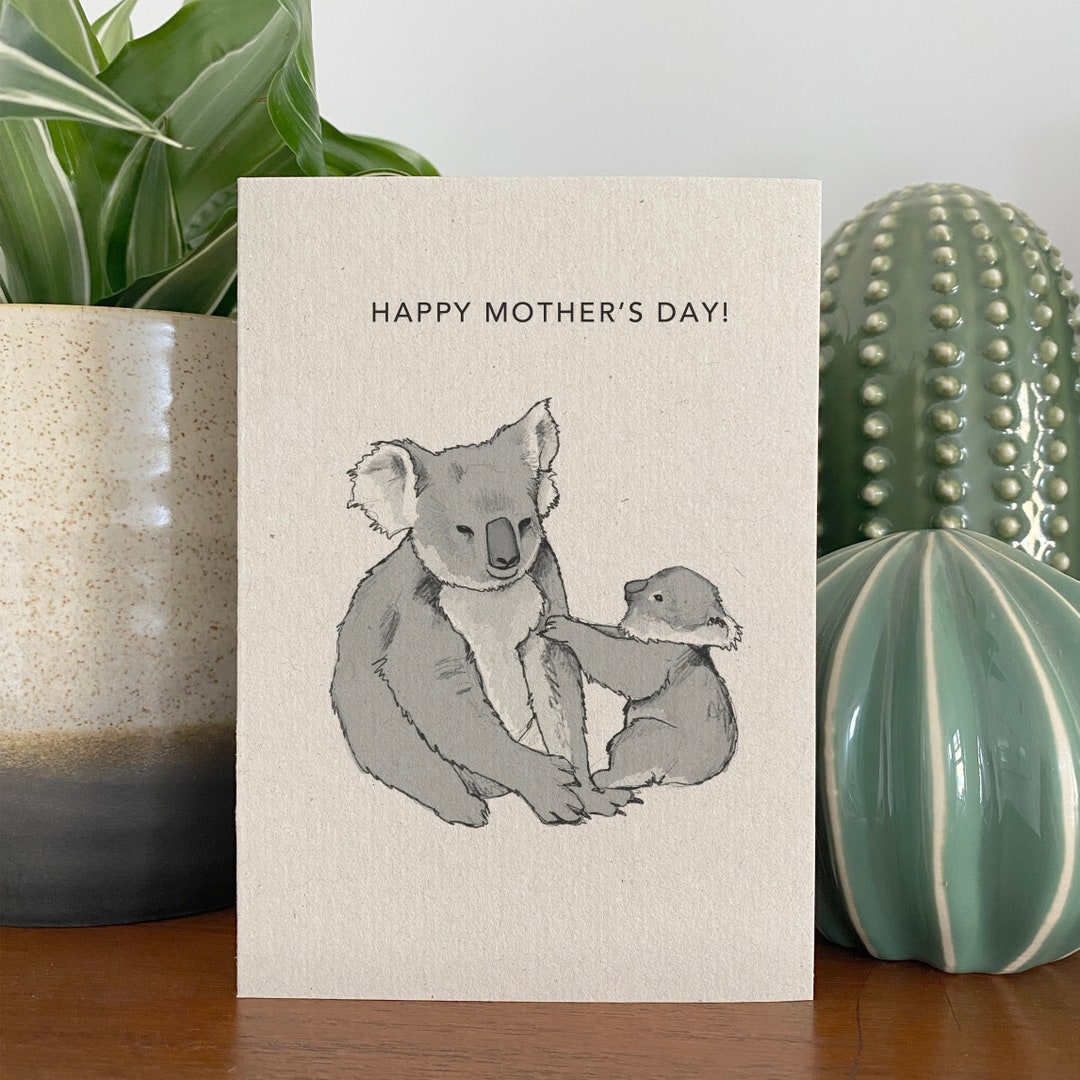 Koala Mother's Day Card Animal Illustration Mother Baby Card Eco ...