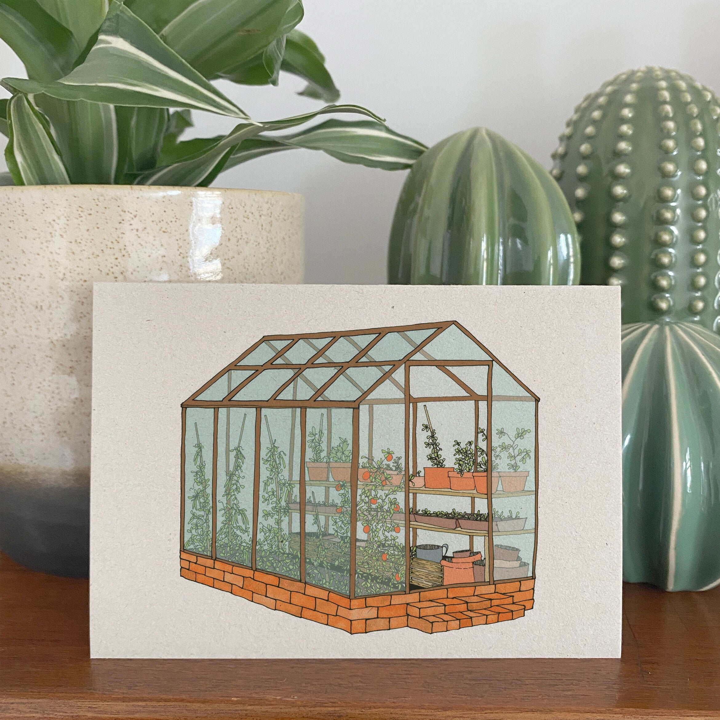 Greenhouse Card Garden Plant Illustration Eco Friendly / | Etsy Canada